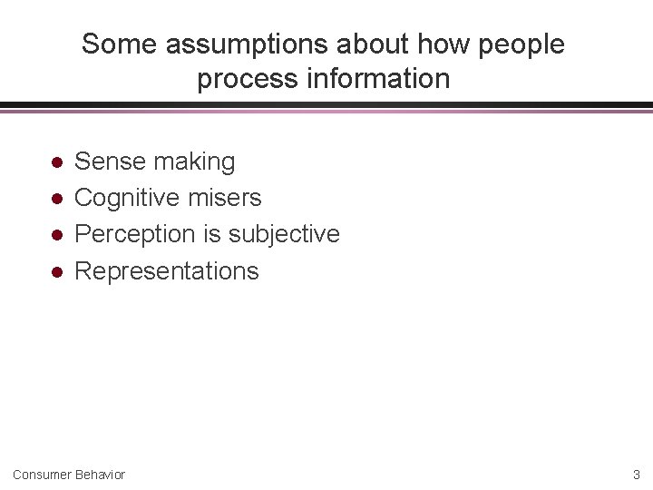 Information Processing Consumer Behavior 1 Information Processing l