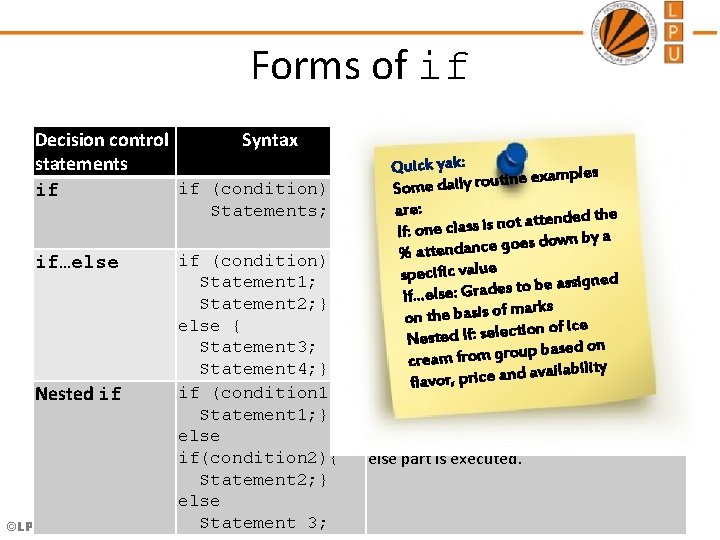 CSE 101 Lec7 Control structures LPU CSE 101
