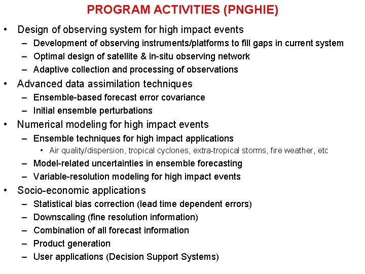 PLANS FOR PROBABILISTIC GUIDANCE PRODUCTS FOR HIGH IMPACT