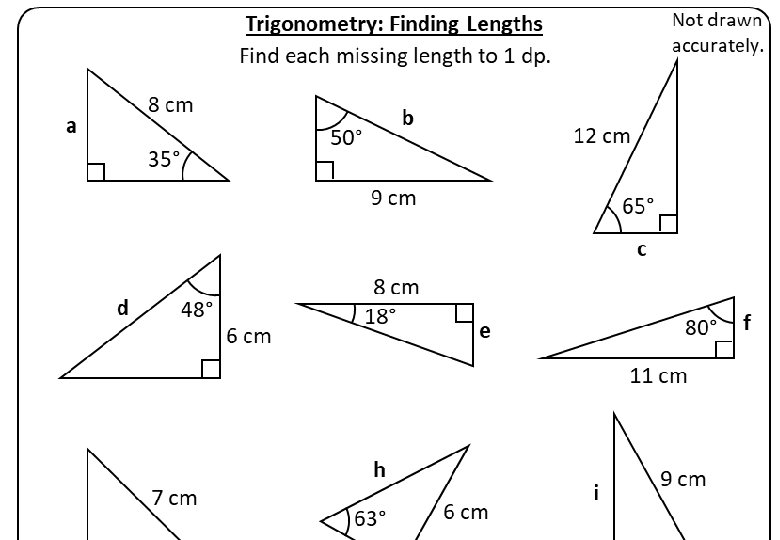 Trigonometry Lengths Worksheet A The worksheet is in