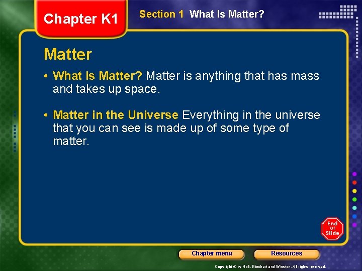 Chapter K 1 Section 1 What Is Matter