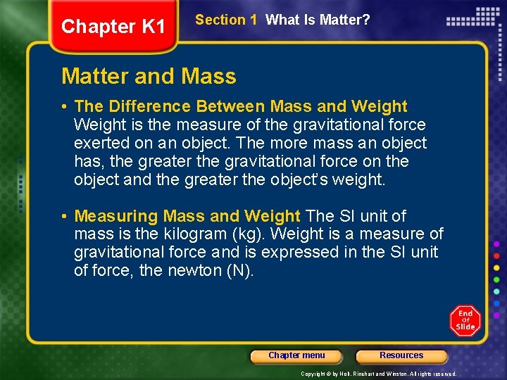 Chapter K 1 Section 1 What Is Matter