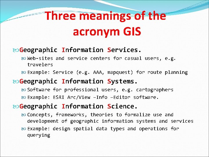Introduction to Spatial Databases Systems Presented by Abdel