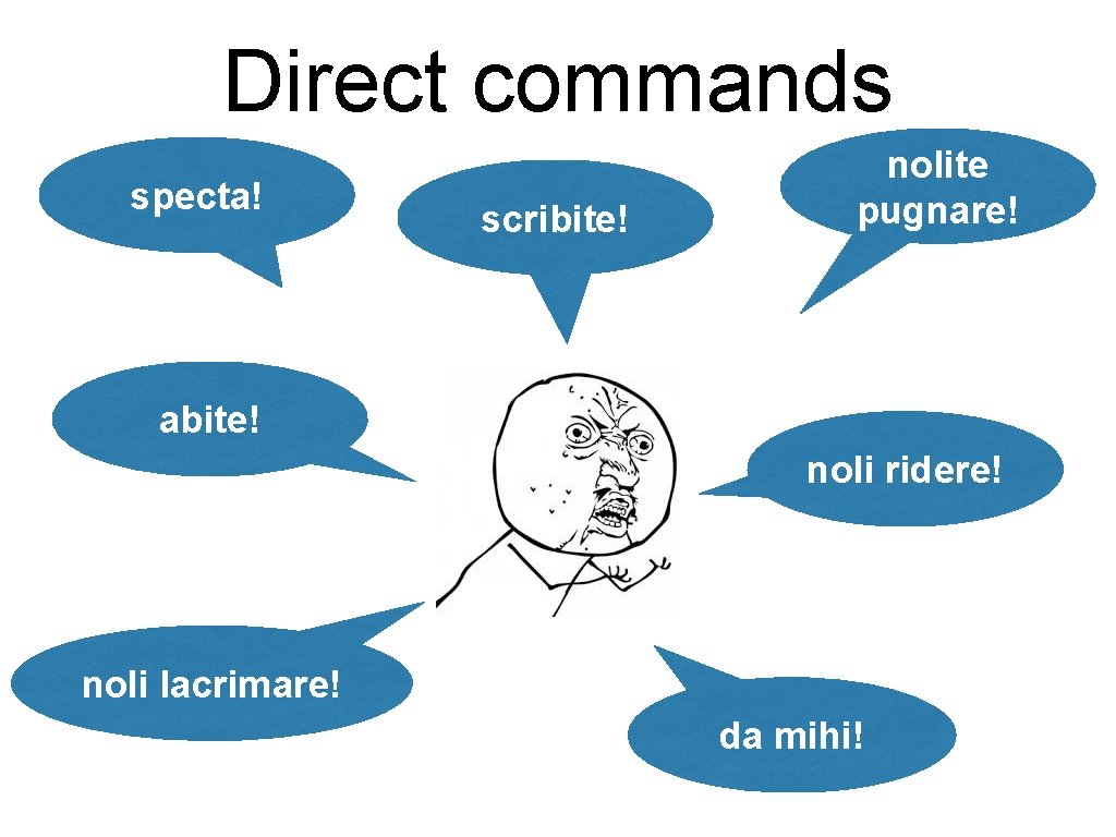 Commands direct positive negative prohibition indirect Hurry I