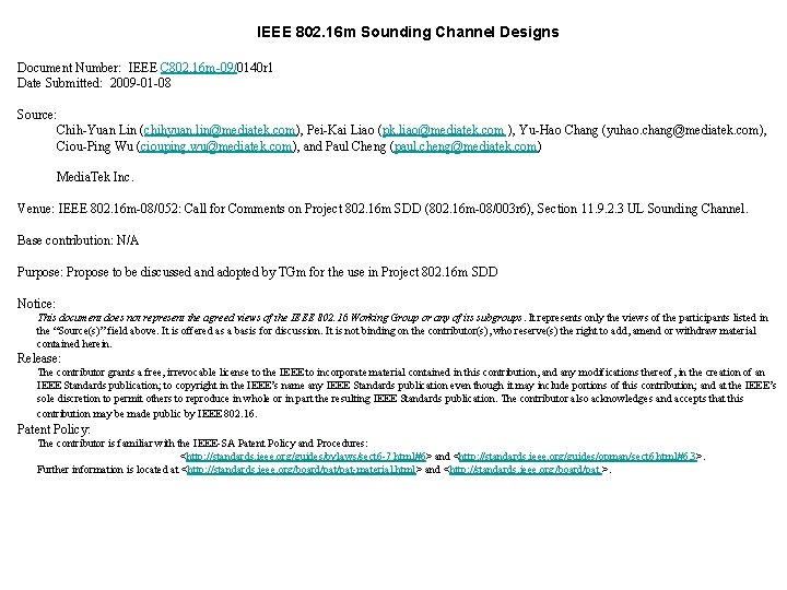 IEEE 802 16 m Sounding Channel Designs Document