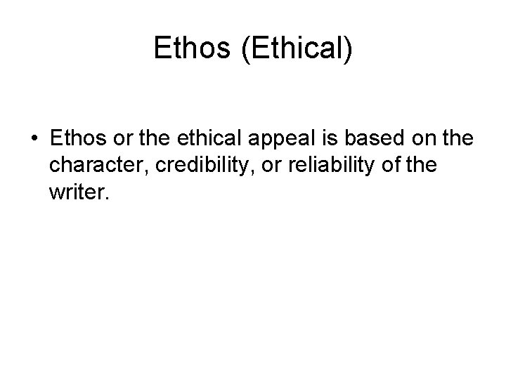 Type of Rhetorical Appeals Logos Ethos and Pathos