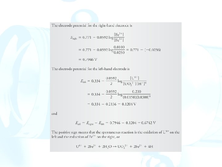 Chapter 19 Applications of Standard Electrode Potentials Calculating