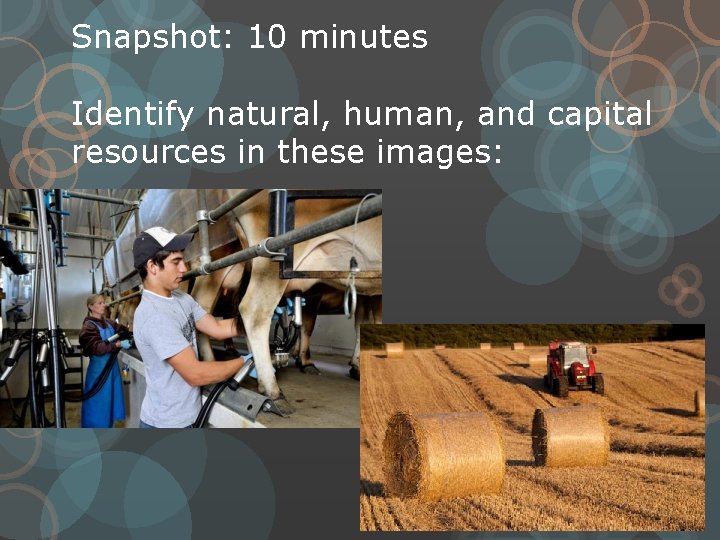 Snapshot 10 minutes Identify natural human and capital