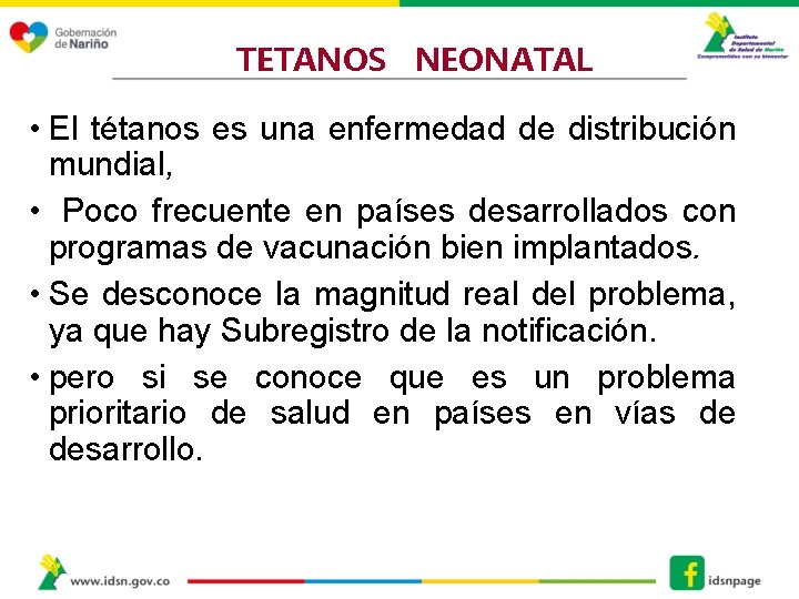 Vigilancia Epidemiolgica de eventos inmunoprevenibles Eventos Ttanos ...