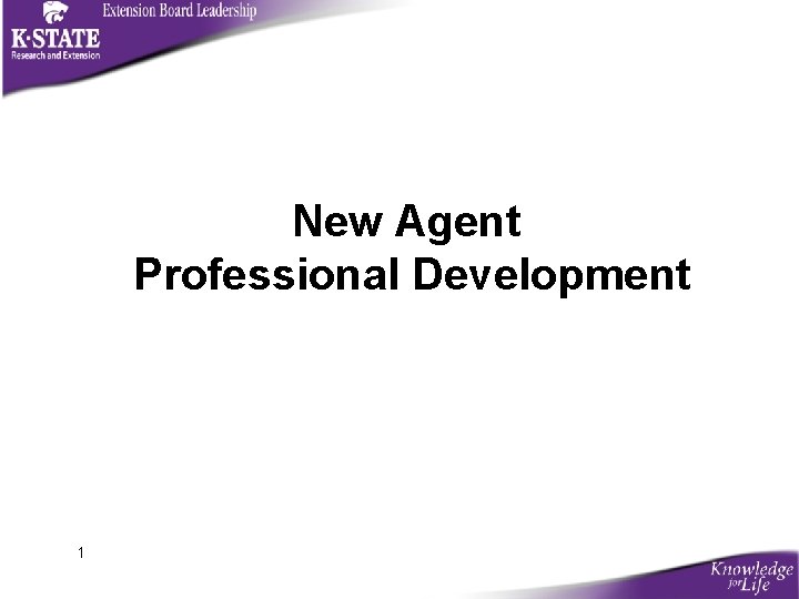 New Agent Professional Development 1 Objectives Board members