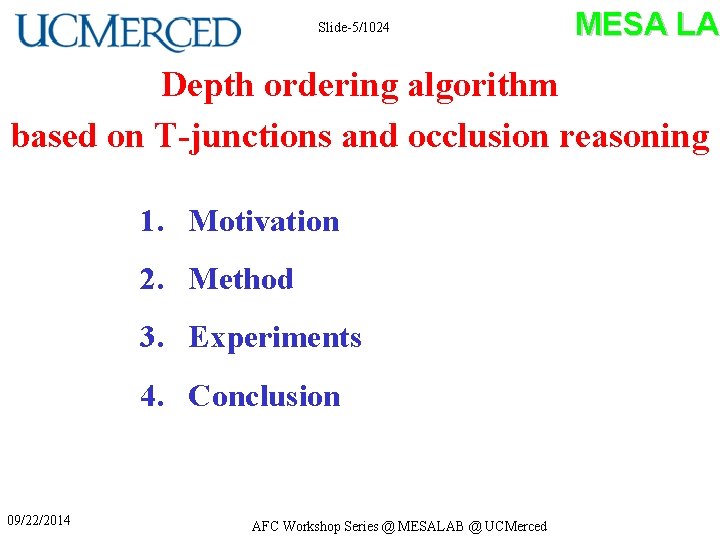 MESA LAB LA Depth ordering Guimei Zhang MESA