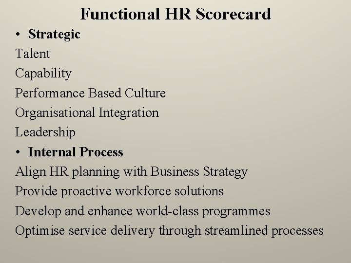 Balanced Scorecard HR Score Card Balanced Score Card