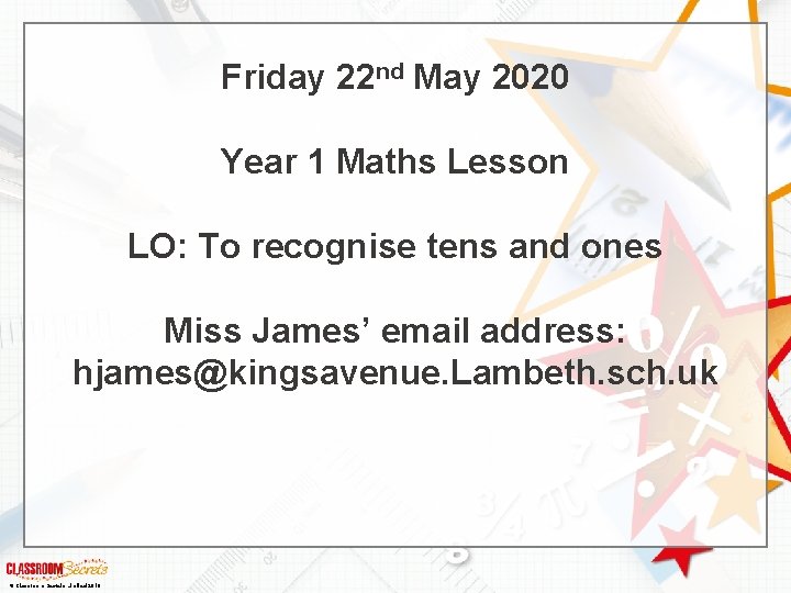 Friday 22 nd May 2020 Year 1 Maths