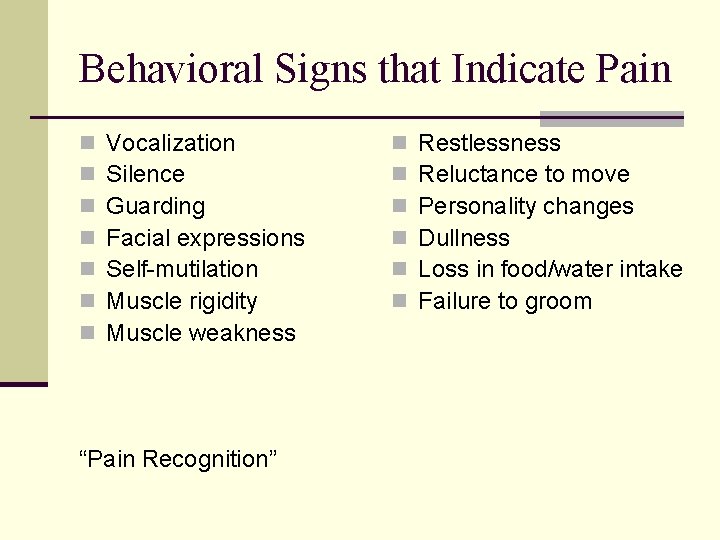 Pain Recognition Veterinary Science Extension Veterinary Medicine Texas