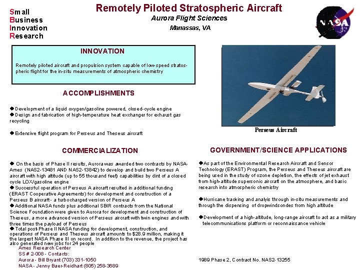 Small Business Innovation Research Remotely Piloted Stratospheric Aircraft