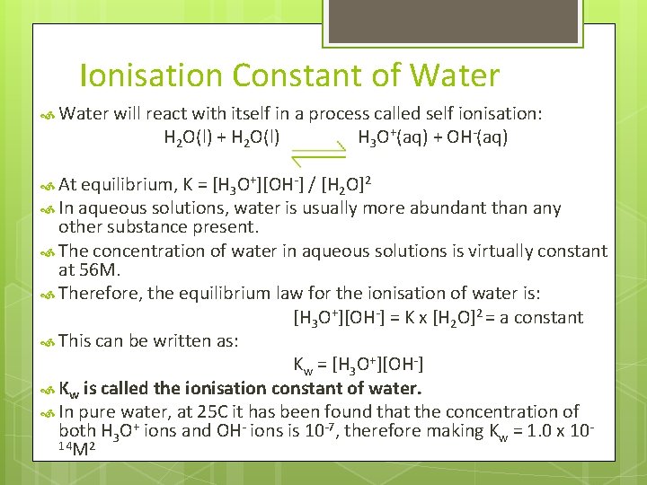 Chapter 17 Equlibria Involving Acids and Bases Summary