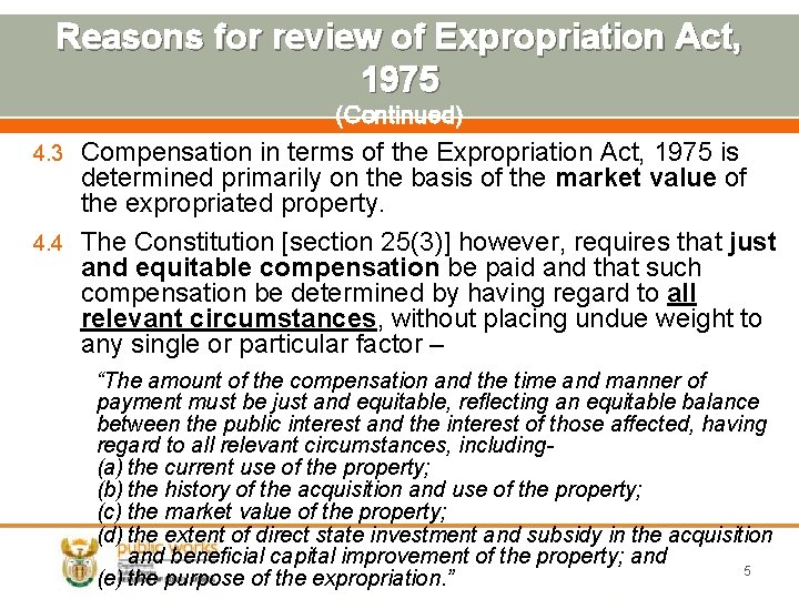 Expropriation Bill B 4 2015 Presentation to Portfolio