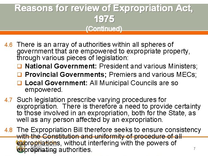 Expropriation Bill B 4 2015 Presentation to Portfolio