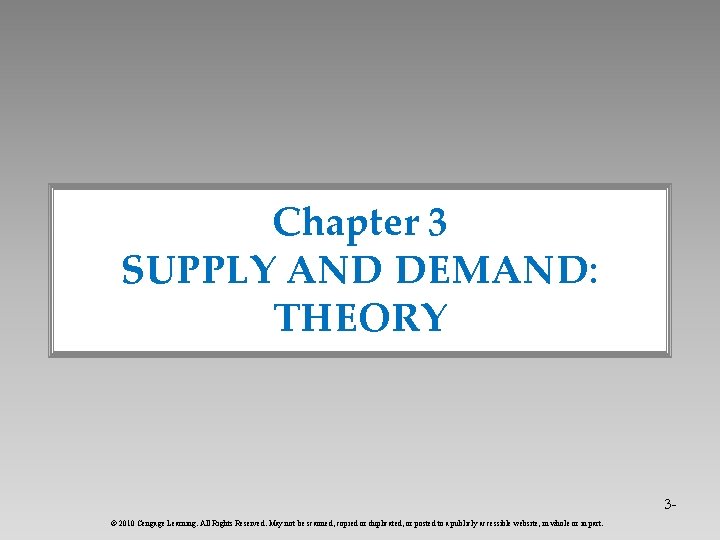 Chapter 3 SUPPLY AND DEMAND THEORY 3 2010