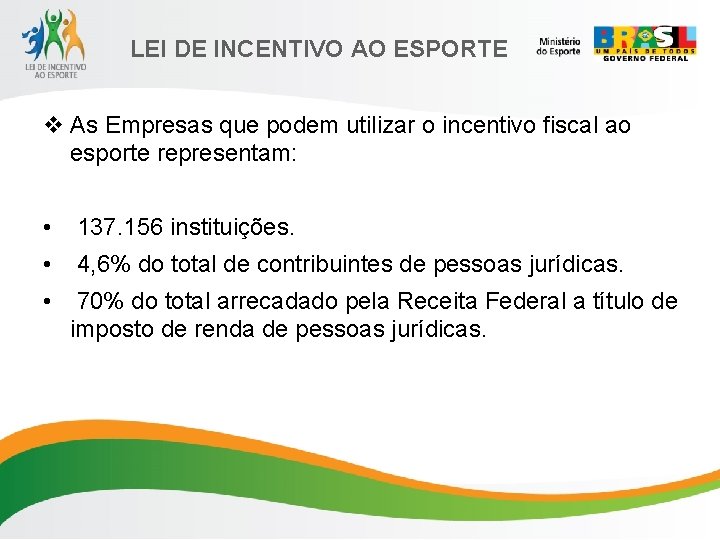 LEI DE INCENTIVO AO ESPORTE LEI DE INCENTIVO
