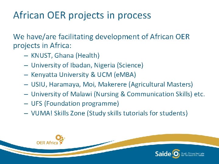 Open Education Resources in Africa Introduction OER Africa