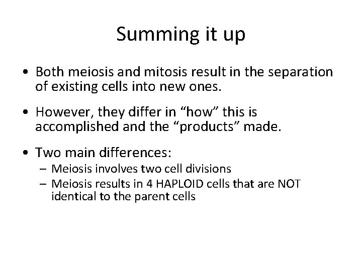 Student PPT Meiosis vs Mitosis Terminology A chromosome