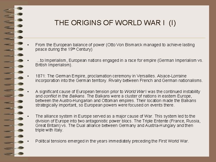 THE ORIGINS OF WORLD WAR I I From