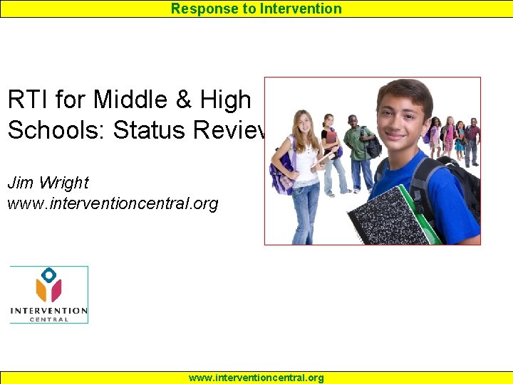 Response to Intervention RTI for Middle High Schools