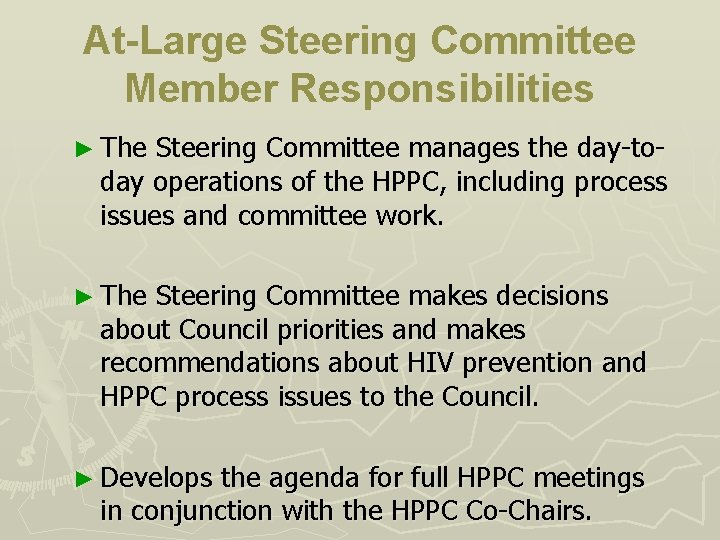 AtLarge Steering Committee Member Election HIV Prevention Planning