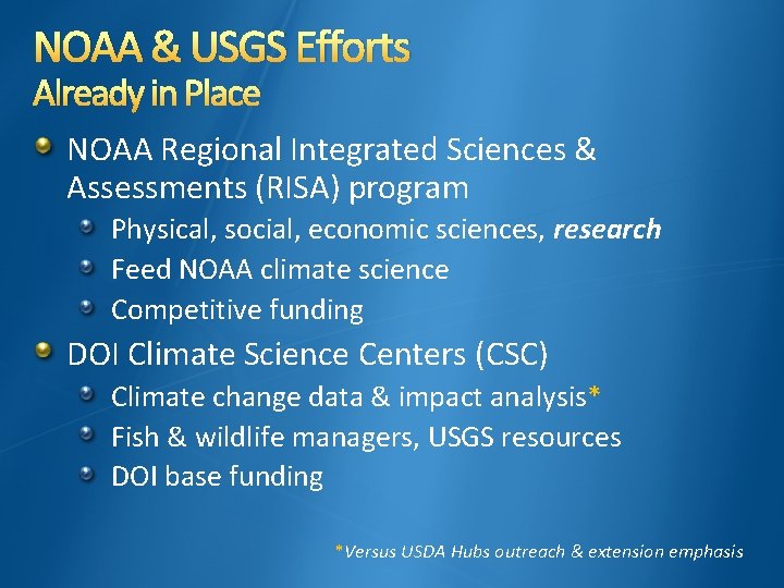 USDA Regional Hubs for Adaptation Mitigation to Climate