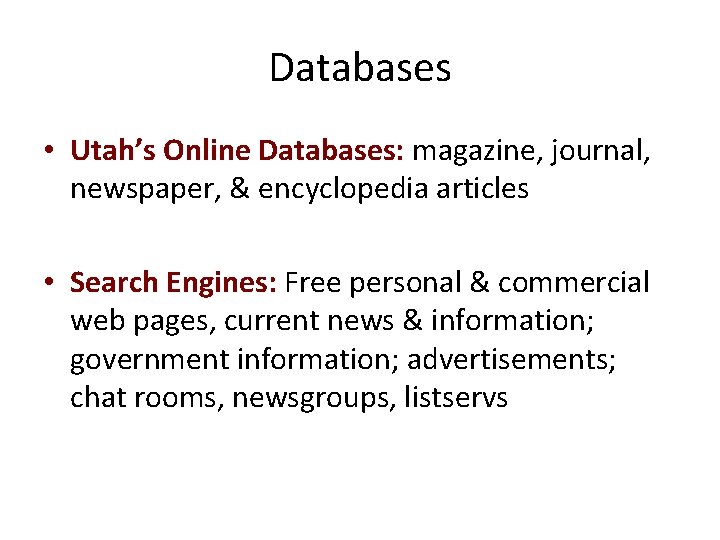 Databases Utahs Online Databases magazine journal newspaper encyclopedia