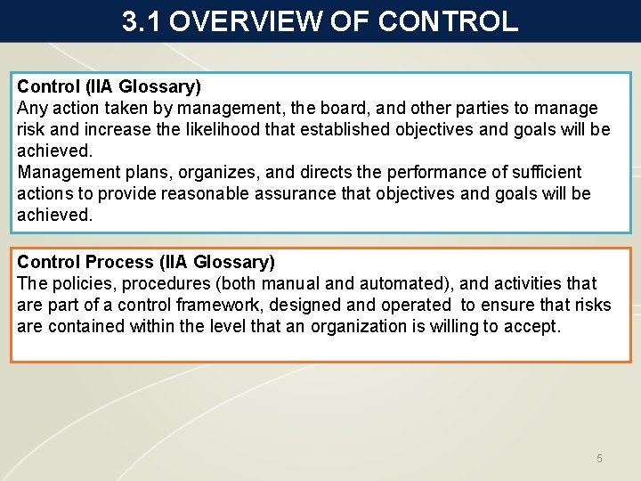 CONTROL TYPES AND TECHNIQUES STUDY UNIT THREE PROFICIENCY