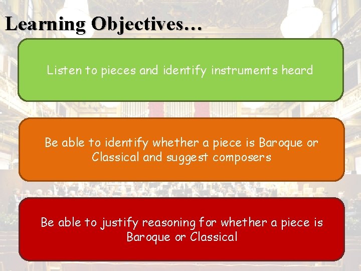 Music History Lesson 4 Learning Objectives Listen to