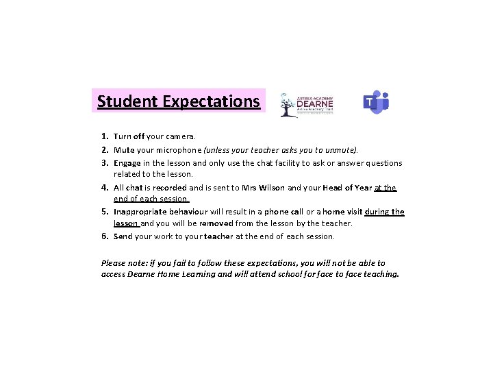 Student Expectations 1 Turn off your camera 2