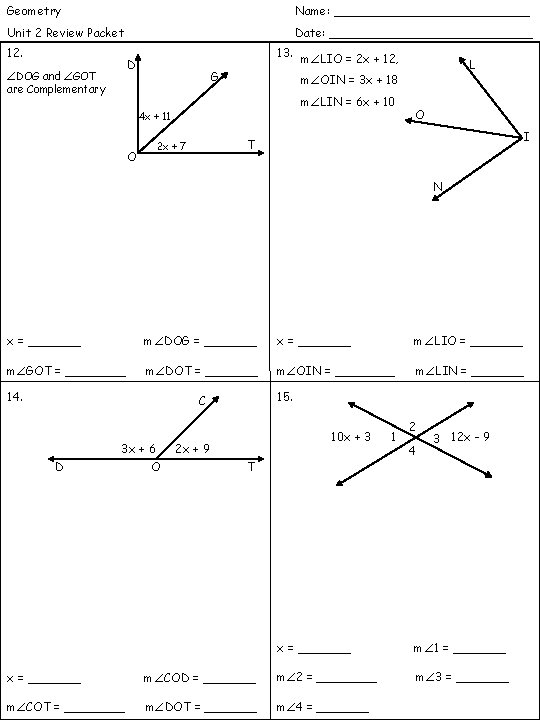 Geometry Name Unit 2 Review Packet Date Section