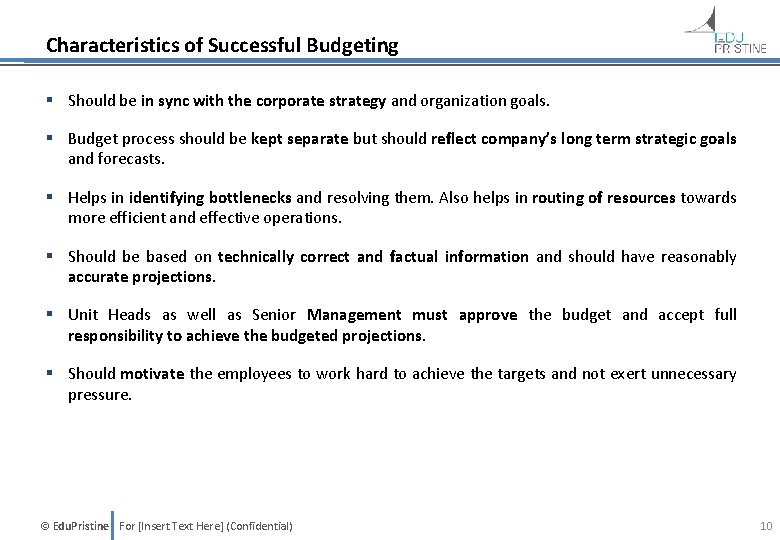 Planning Budgeting Forecasting I CMA Part I Edu