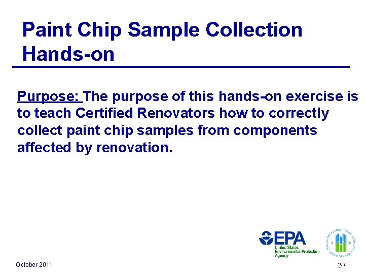 Module 2 Testing for Leadbased Paint Overview This