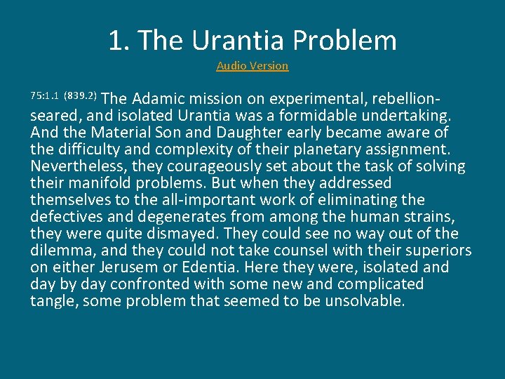 The Urantia Book Paper 75 The Default Of