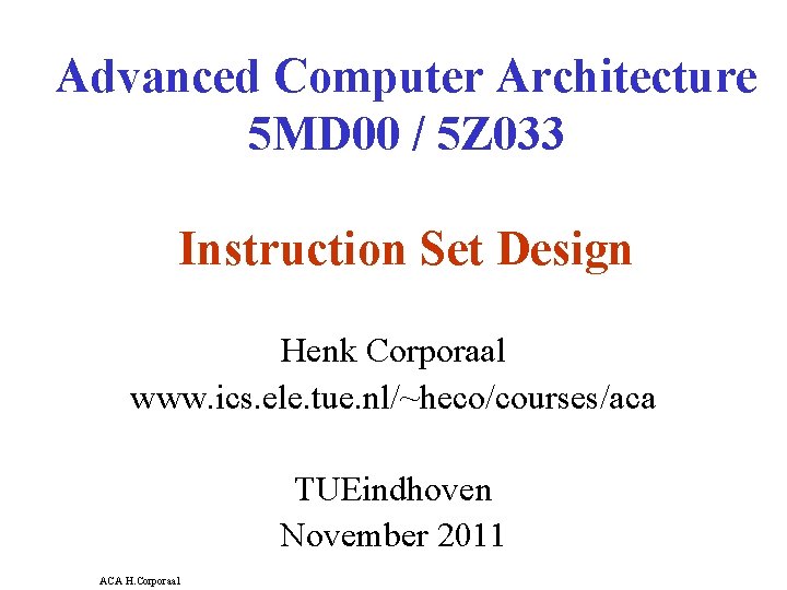 Advanced Computer Architecture 5 MD 00 5 Z