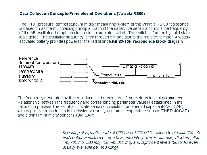 Radiosondes Rawinsonde Buoys and Ocean Profilers Suggested reading