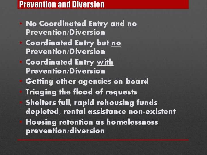 Prevention and Diversion Backed Into A Corner How