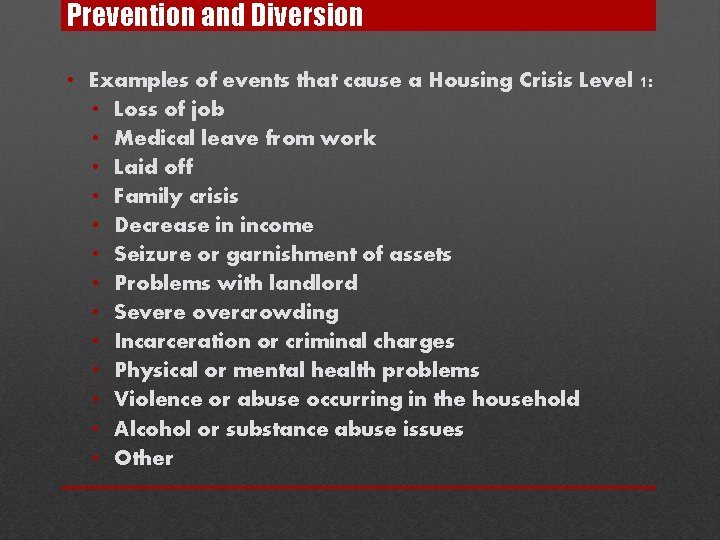 Prevention and Diversion Backed Into A Corner How
