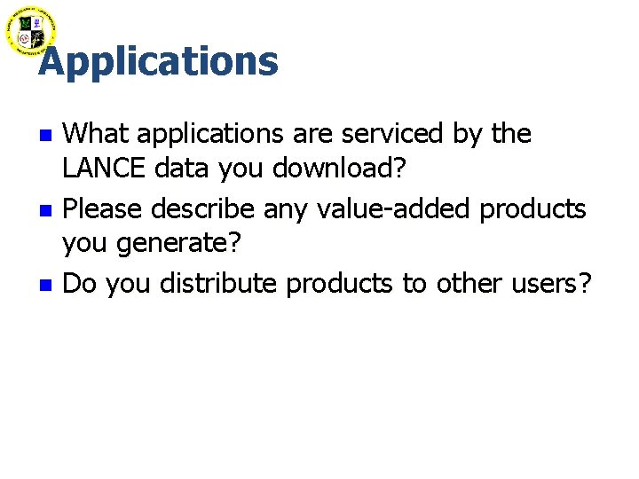 Navy Utilization of LANCE Data Naval Research Laboratory