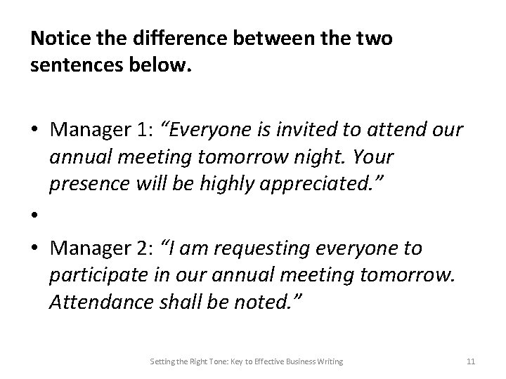 Setting the Right Tone Key to Effective Business