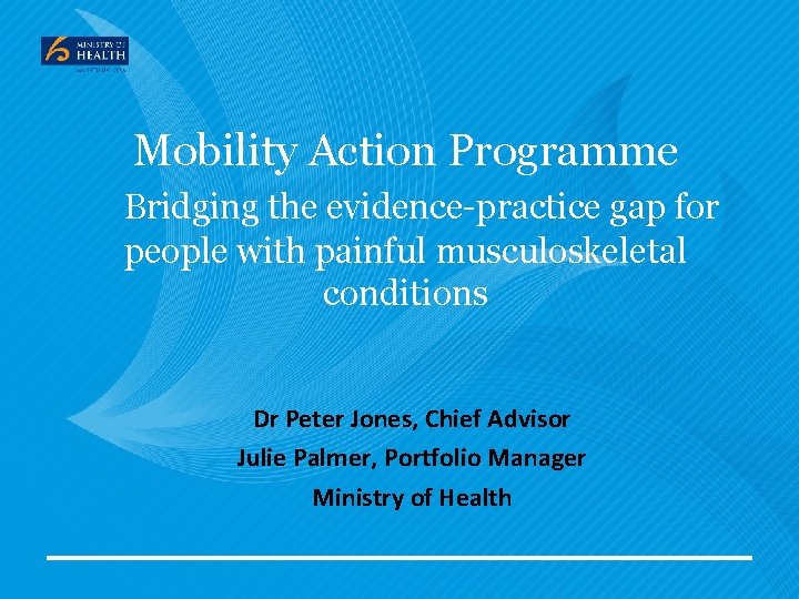 Mobility Action Programme Bridging the evidencepractice gap for