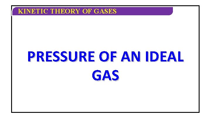 KINETIC THEORY OF GASES KINETIC THEORY OF GASES