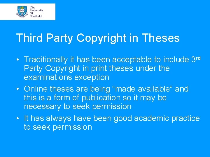 e Theses and copyright Clare Scott Faculty Librarian