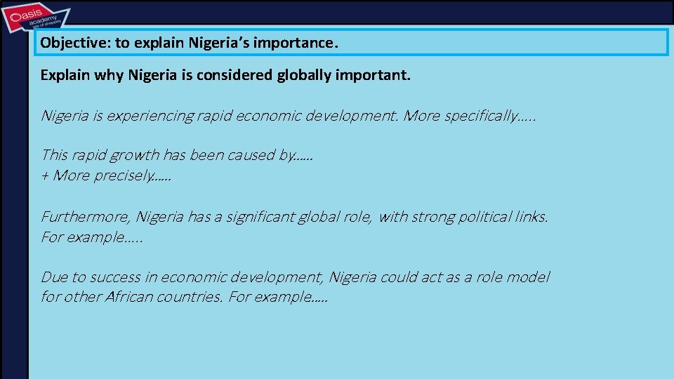 Importance of Nigeria 25 May 2021 Objective to