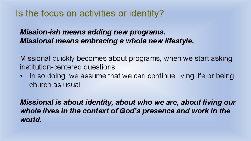 Spiritual Dimensions Of Being Missional by The Rev