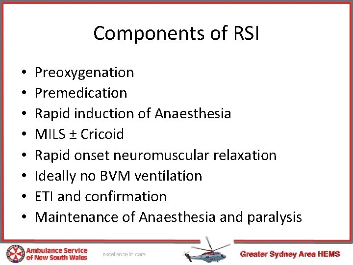 Prehospital Rapid Sequence Intubation Dr Peter Sherren Senior